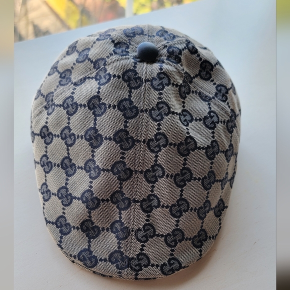 Gucci | Accessories | Gucci Beige And Blue Monogram Cap | Poshmark